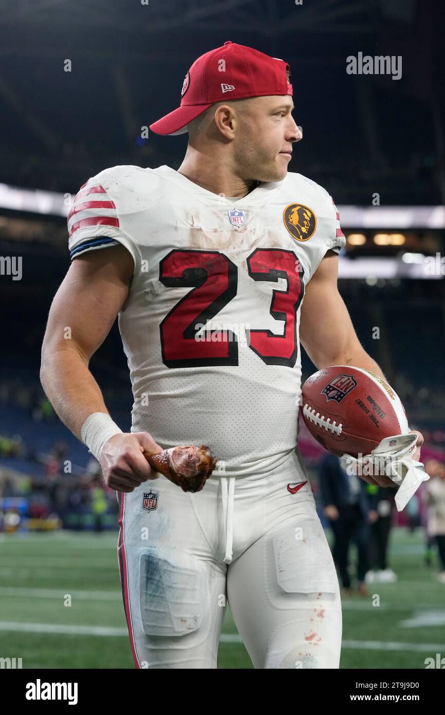 San Francisco 49ers running back Christian McCaffrey (23) looks on ...