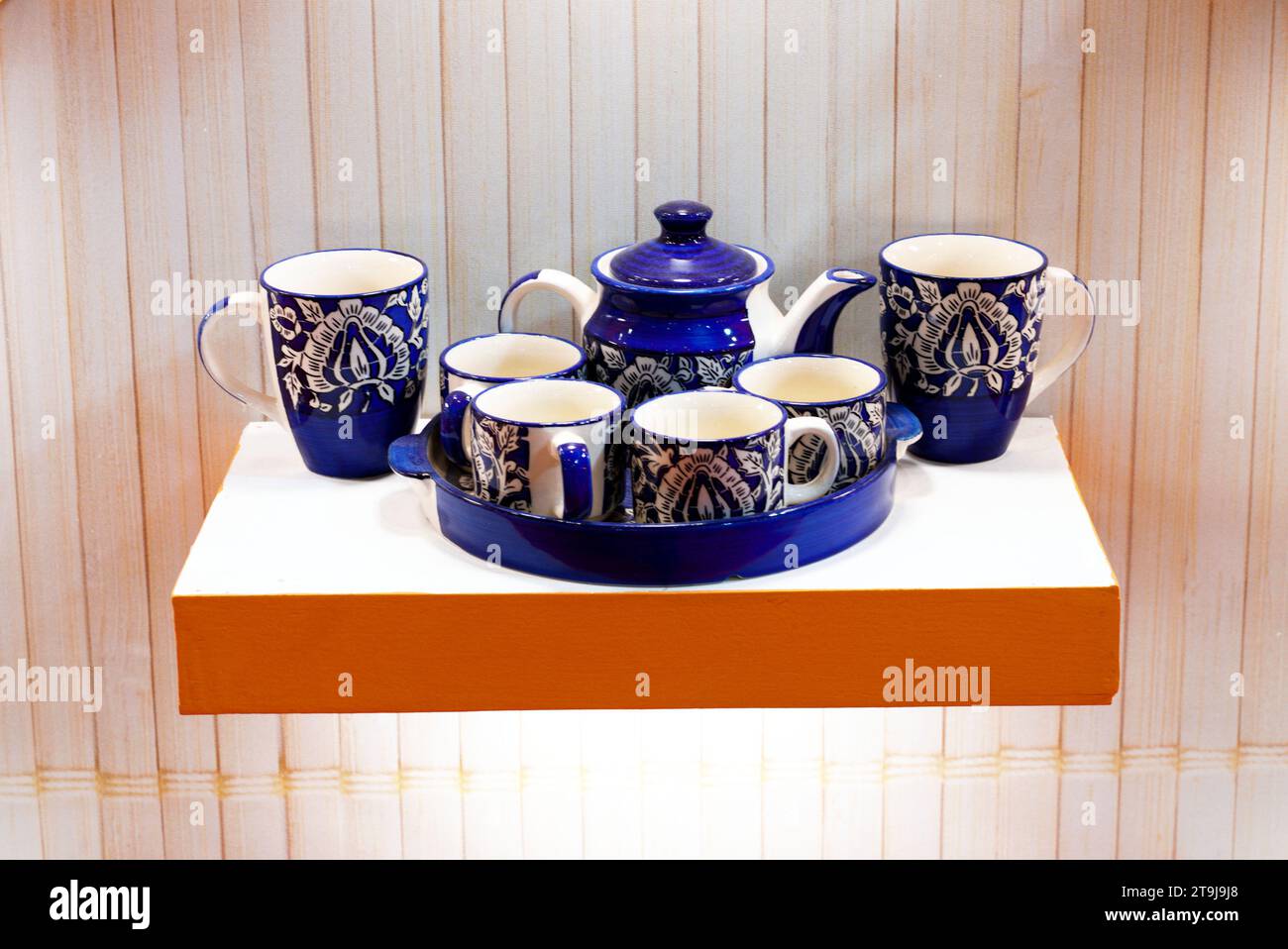 NEW DELHI - NOVEMBER 22, 2023: Beautiful tea set is on display at 42nd ...