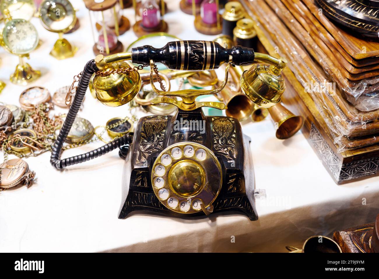 NEW DELHI - NOVEMBER 22, 2023: An old rotary dial telephone is on ...