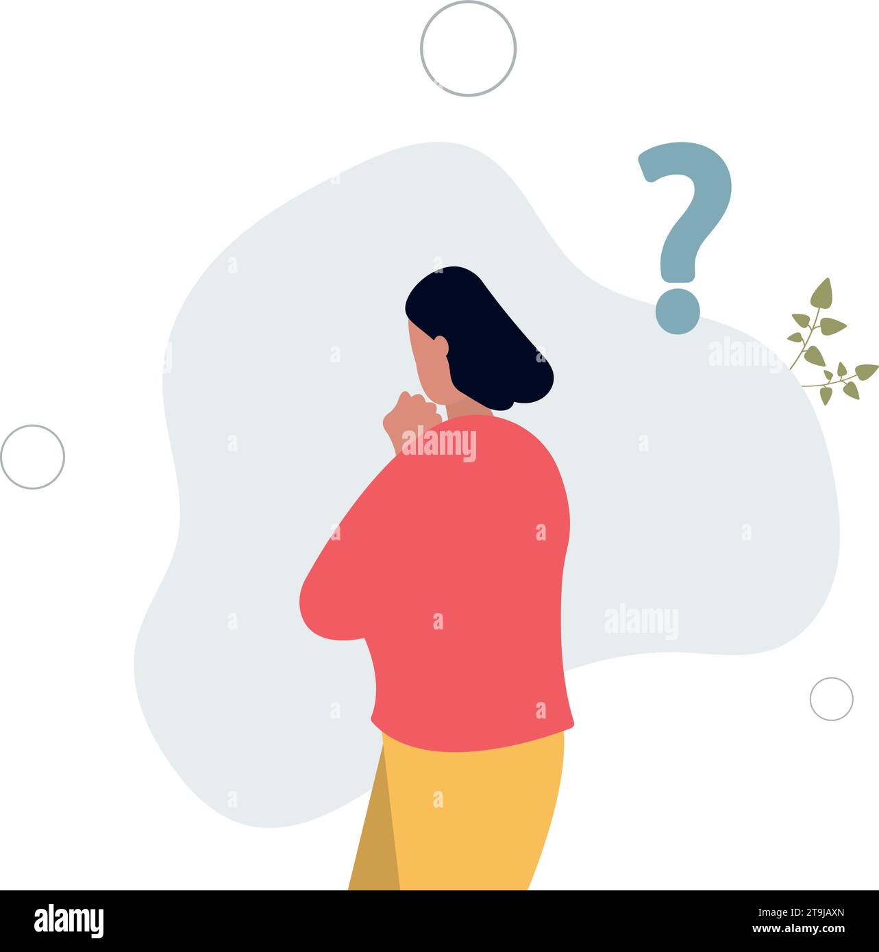 Thinking skeptical man flat vector illustration.Puzzlement, doubts ...