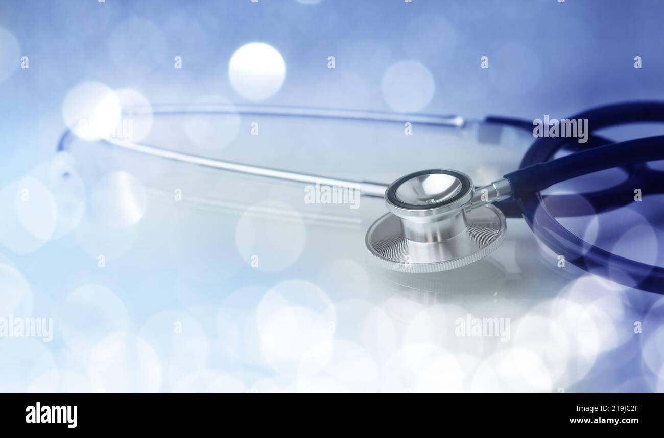 Medical stethoscope on bright abstract background Stock Photo - Alamy