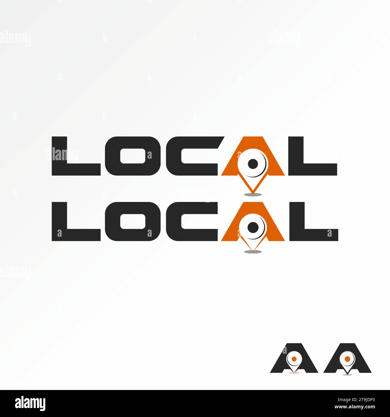 Logo design graphic concept creative premium abstract vector stock word LOCAL with point symbol ...