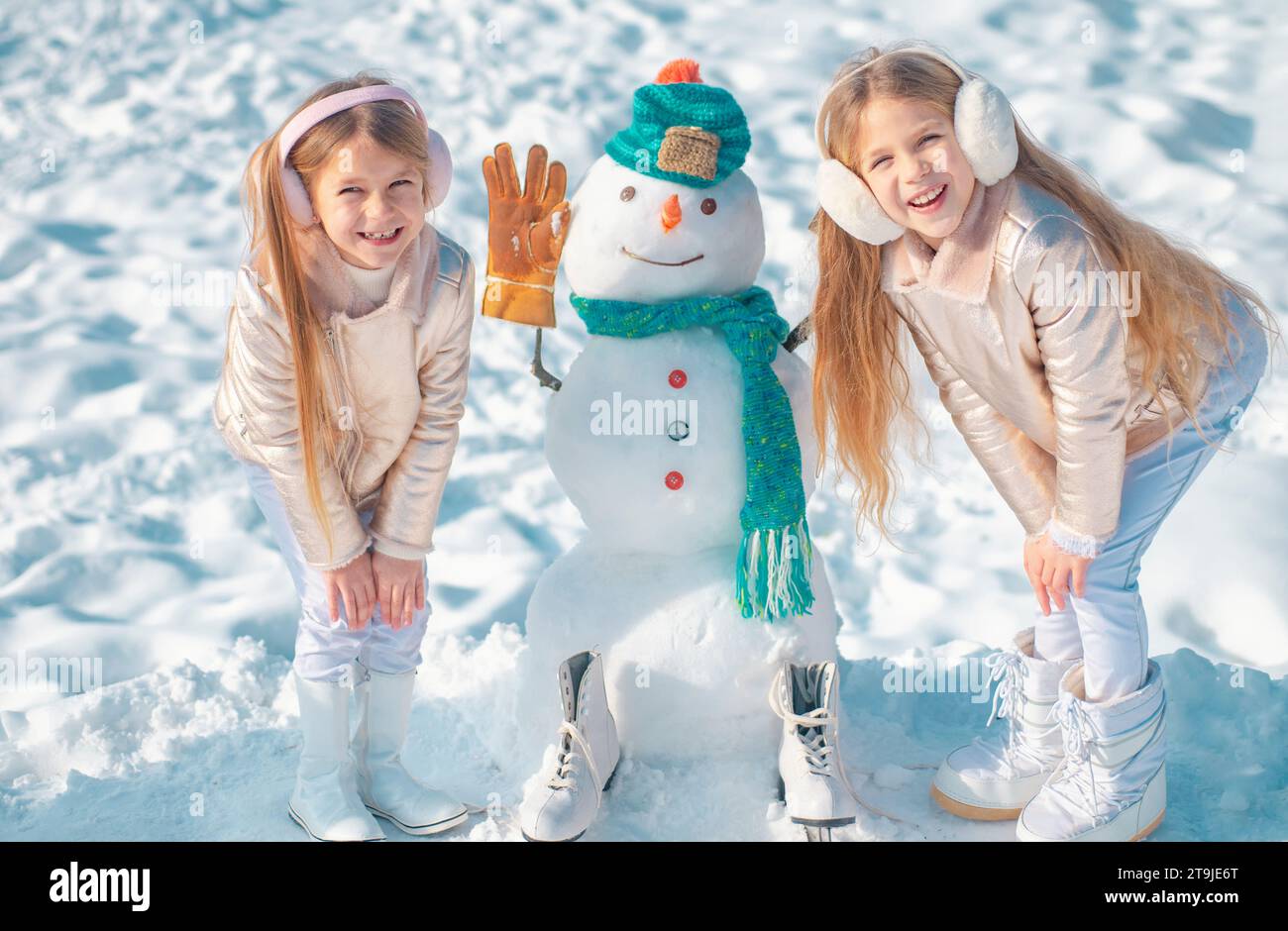 Theme Christmas holidays winter new year. Happy children playing with a ...