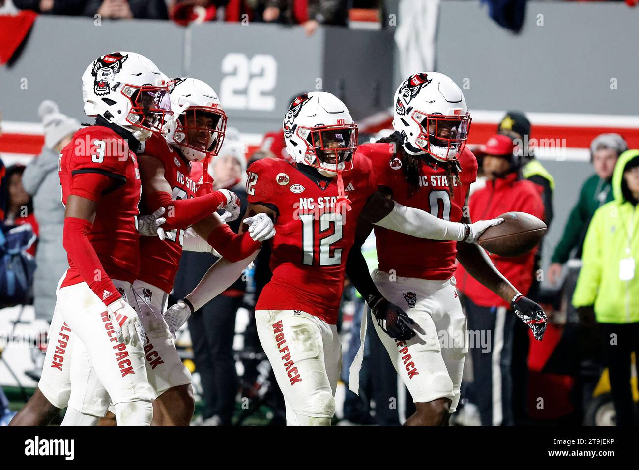 North Carolina State defensive back Devan Boykin (12) celebrates his ...