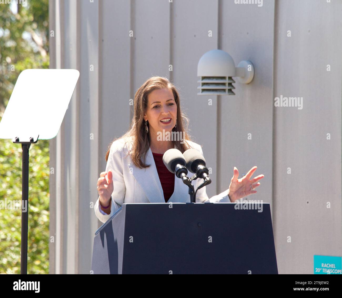Oakland, CA - August 12, 2022: Oakland Mayor Libby Schaaf speaking at ...