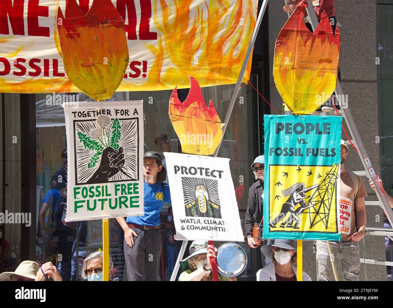 San Francisco, CA - Sept 1, 2022: Unidentified protestors holding signs ...