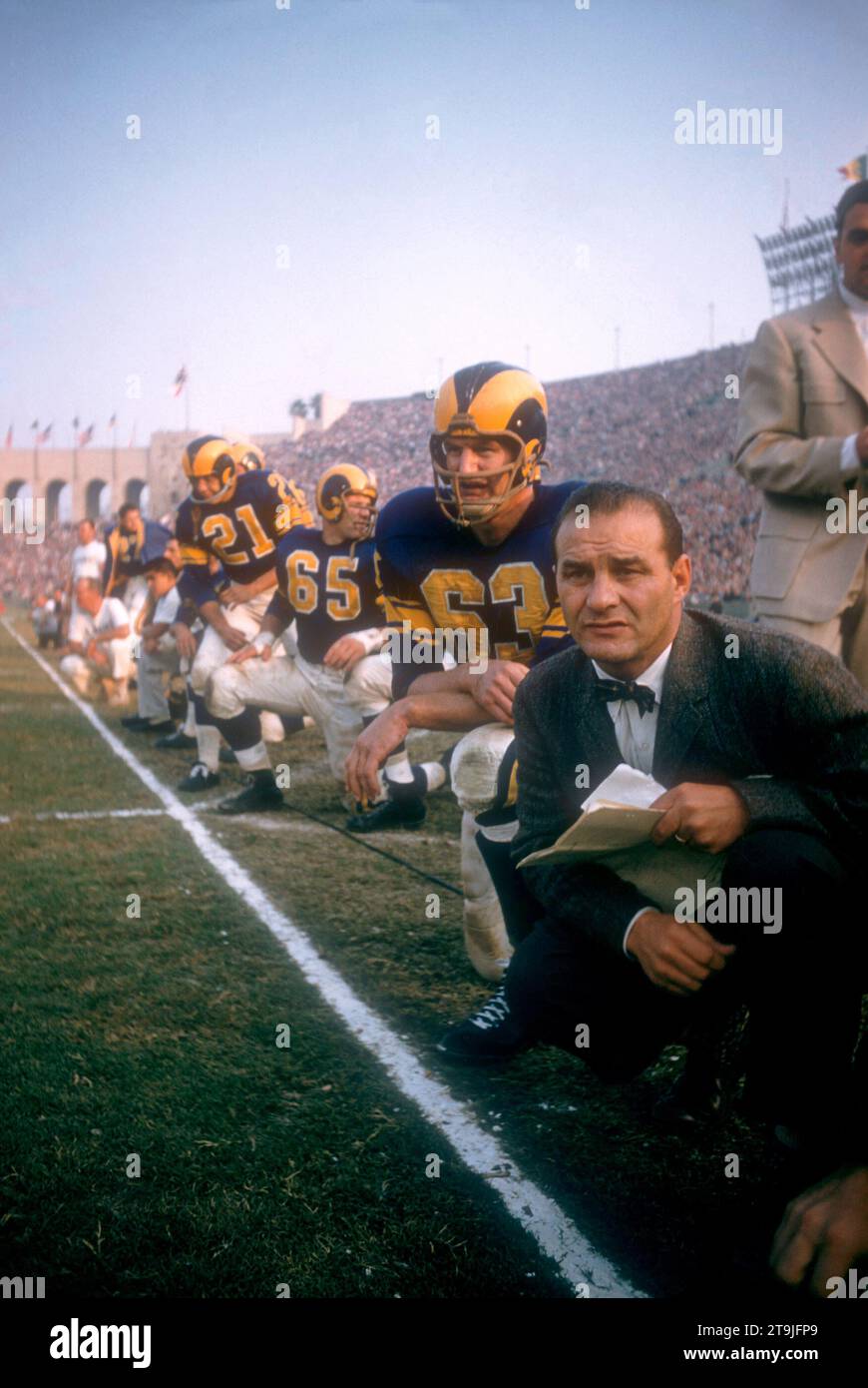 LOS ANGELES, CA - NOVEMBER 10: John Hock #63 and head coach Sid Gillman ...