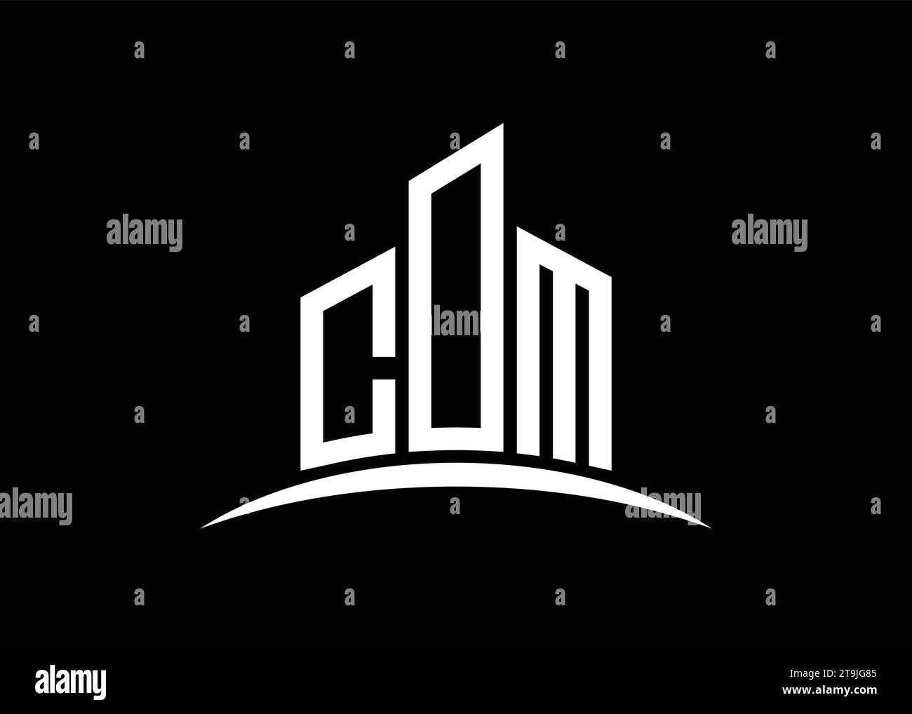 Letter COM building vector monogram logo design template. Building ...