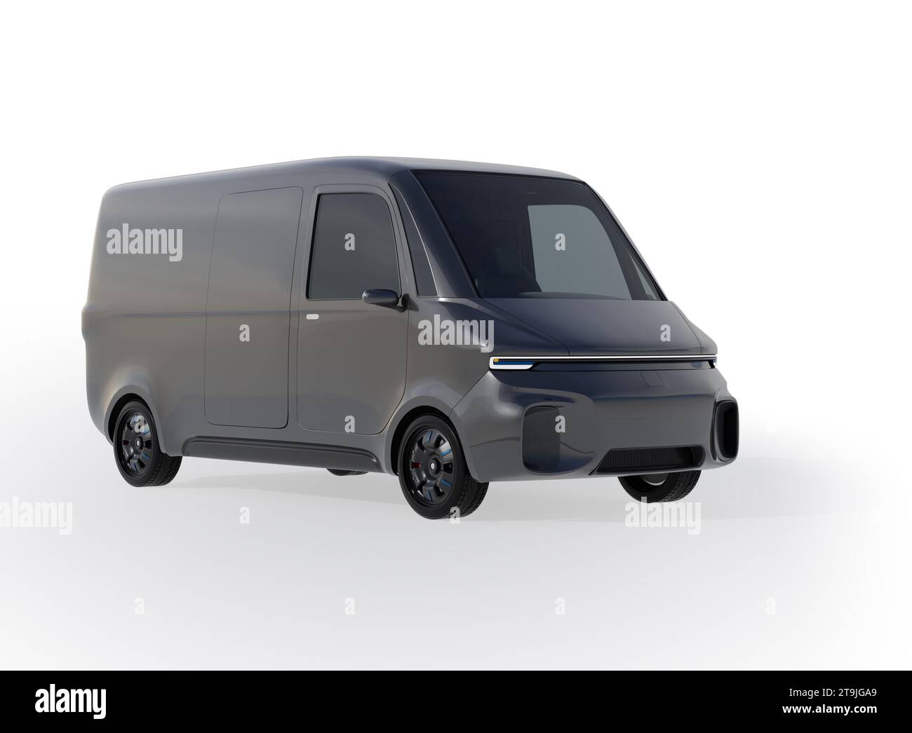 Black Electric Delivery Van on white background. Generic design. 3D ...