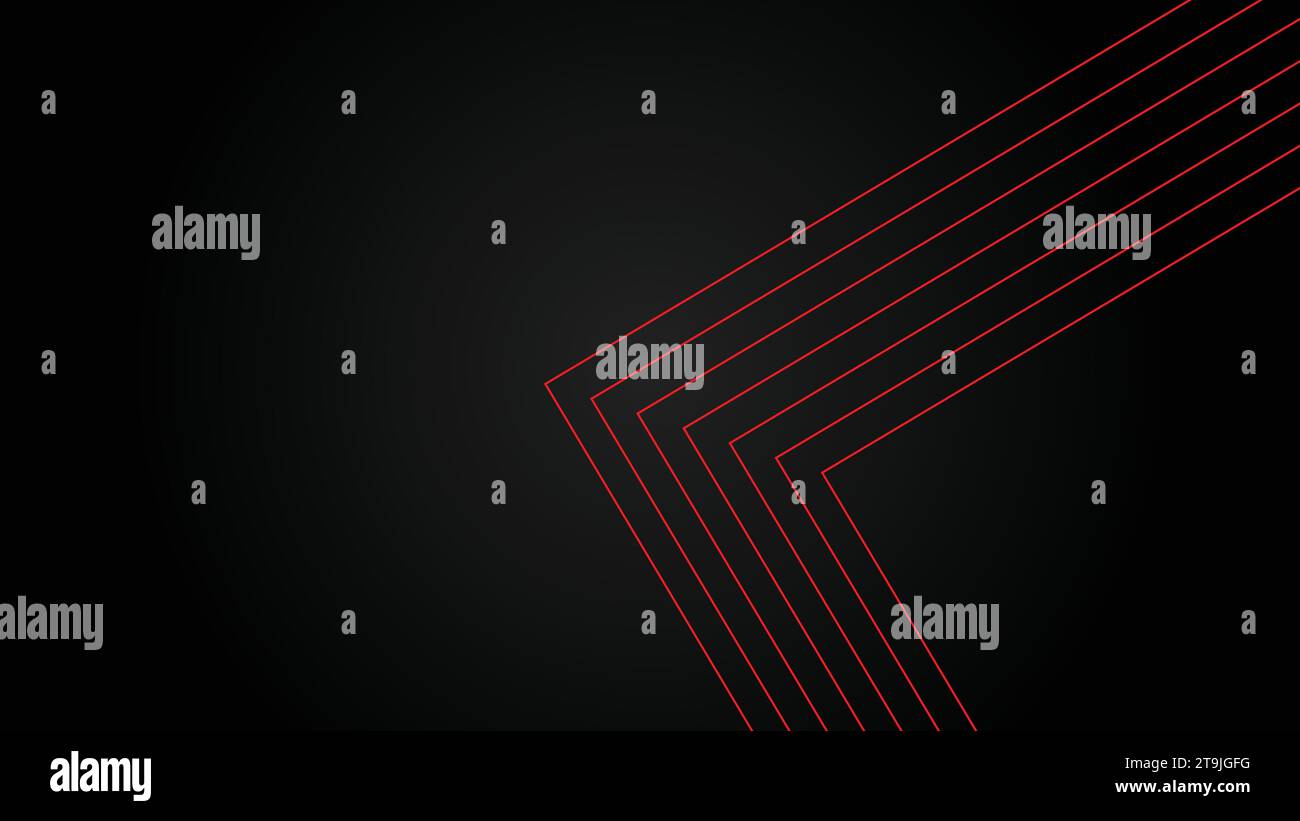 Dark futuristic wide abstract banner background with red lines pattern ...