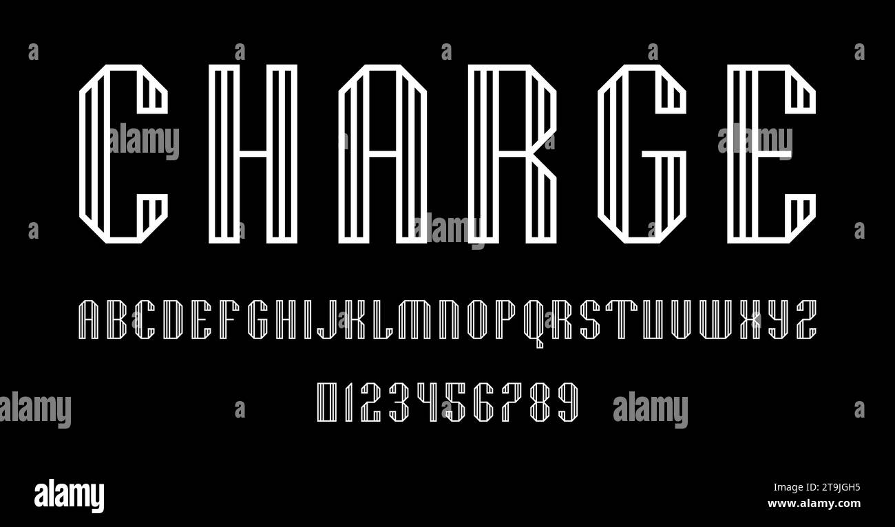 Set of alphabets font letters and numbers modern abstract design with ...