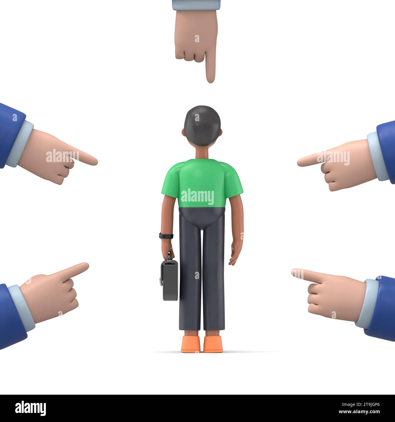 3D illustration of handsome afro man David.Accusation concept. Sad ...