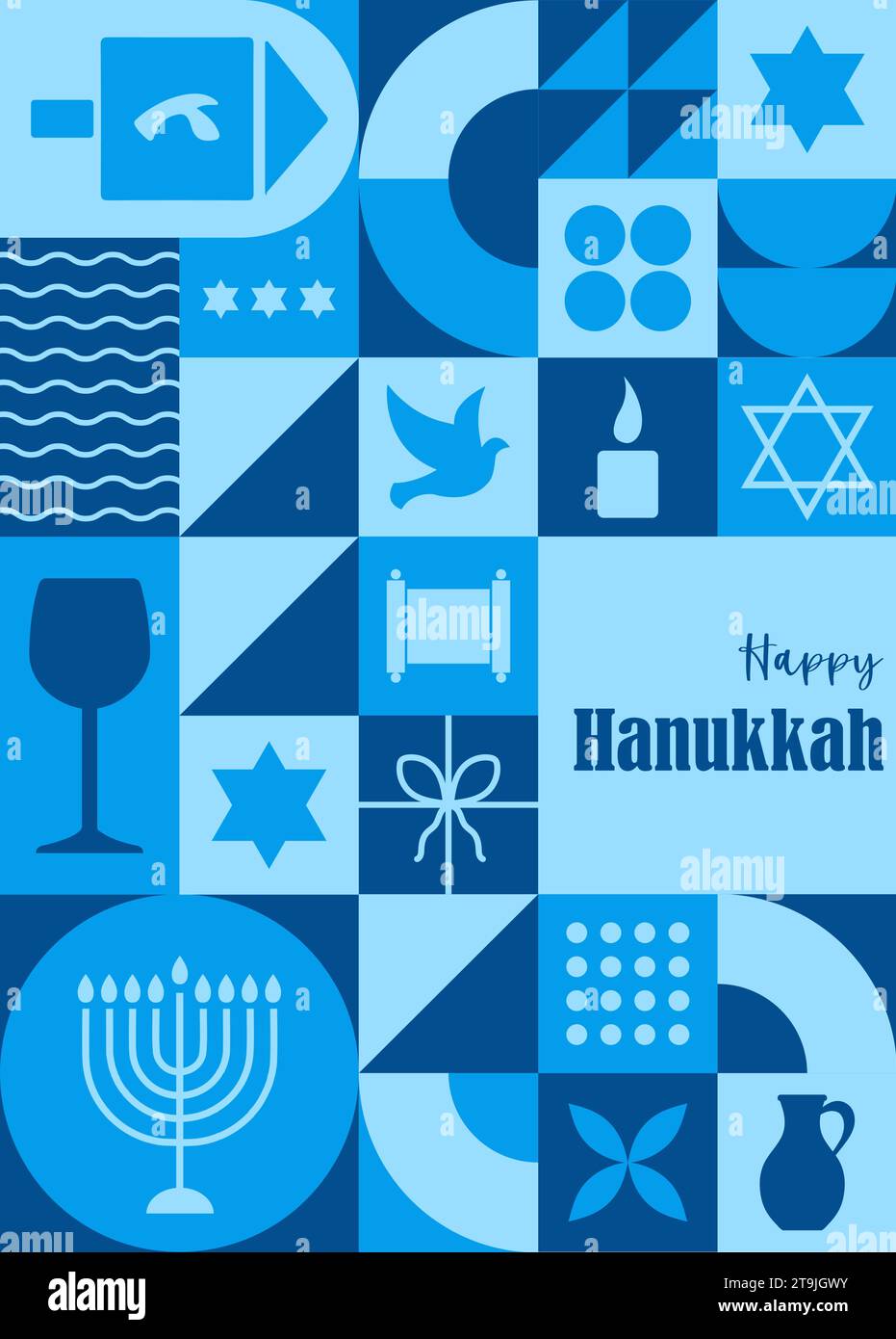 Happy Hanukkah poster. Modern neo geometric abstract background ...