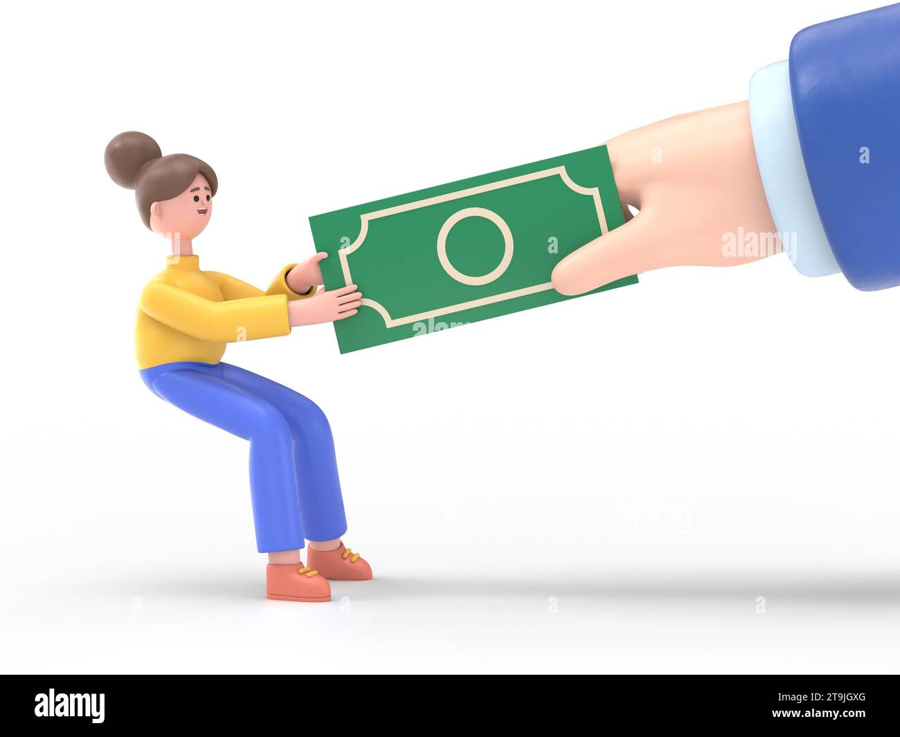 3D illustration of smiling Asian woman Angela.Business financial ...