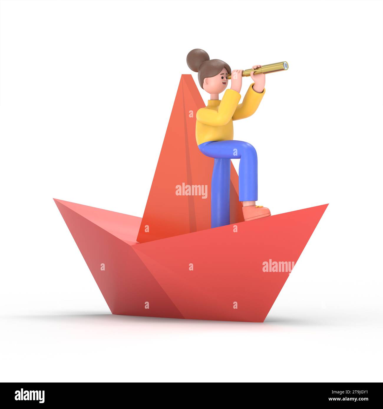 Smiling girl on ship Cut Out Stock Images & Pictures - Alamy