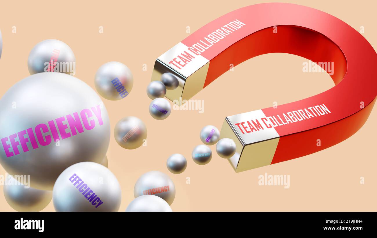 Team collaboration which brings Efficiency. A magnet metaphor in which ...