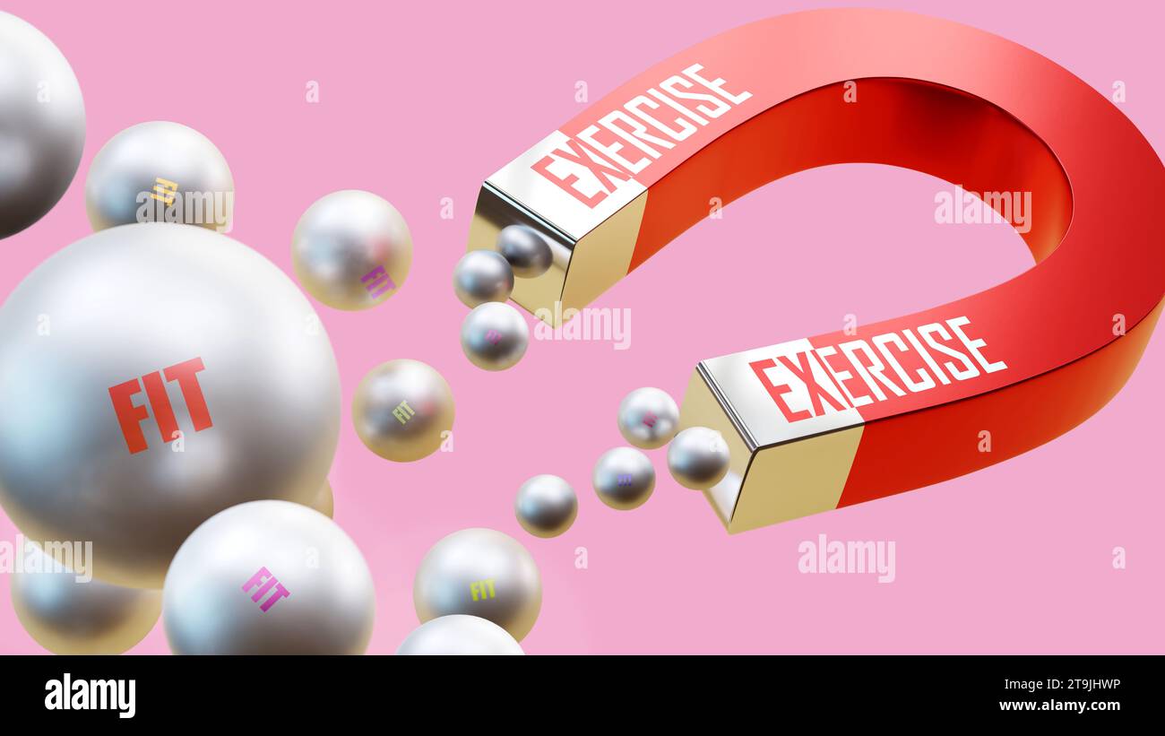Exercise which brings Fit. A magnet metaphor in which exercise attracts multiple parts of fit ...