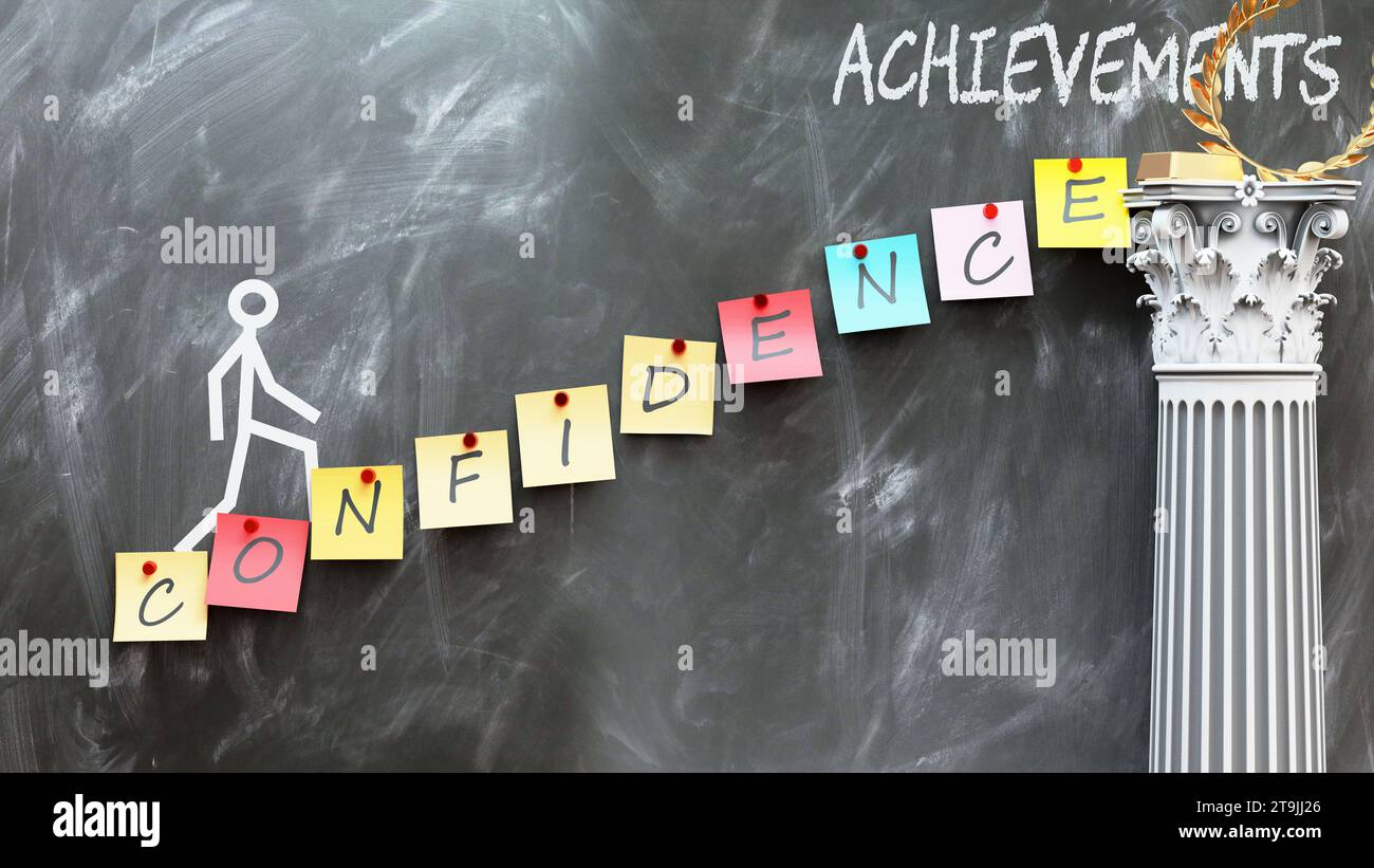 Confidence leads to Achievements - a metaphor showing how confidence ...
