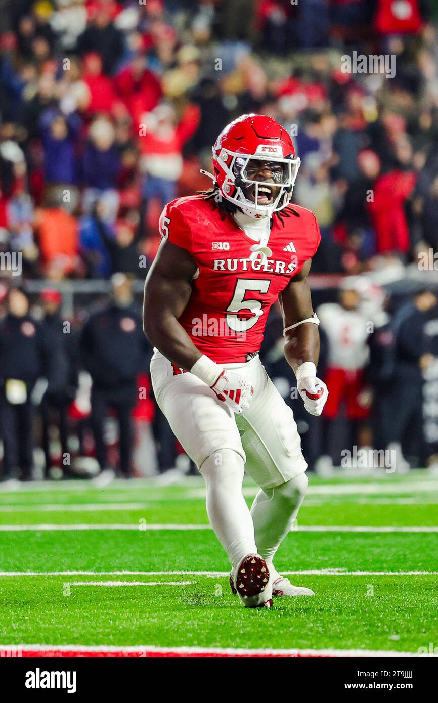 Piscataway, New Jersey, USA. 25th Nov, 2023. Rutgers running back KYLE ...