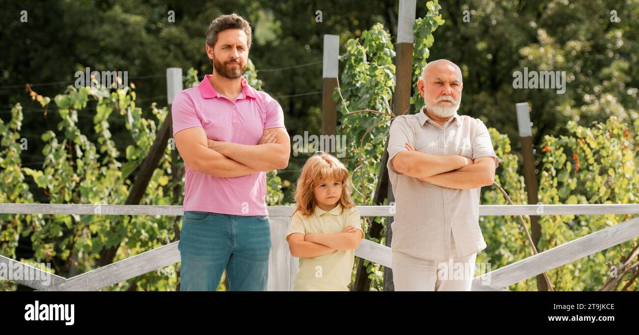 Banner of male generation family together with three different ...