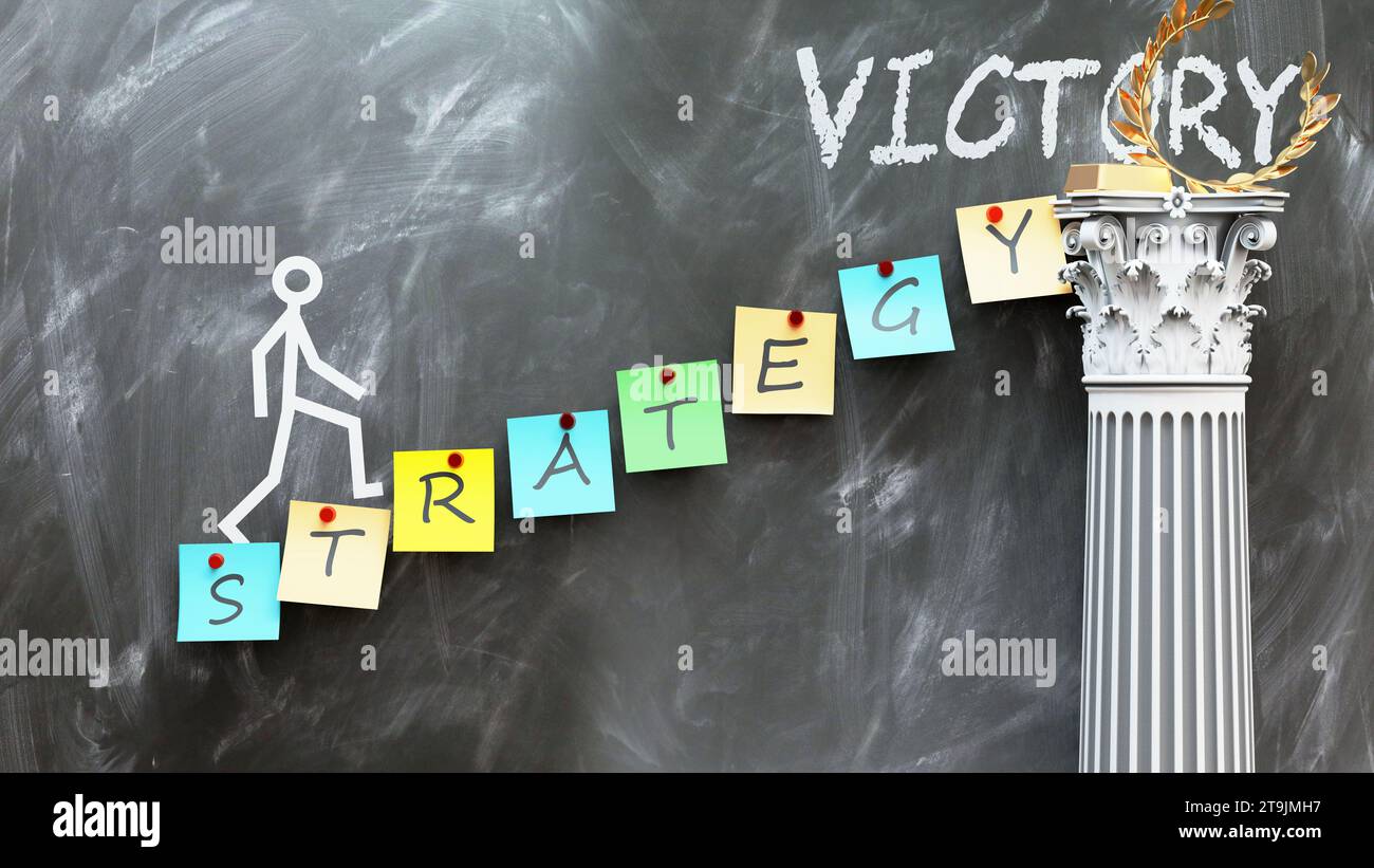 Strategy leads to Victory - a metaphor showing how strategy makes the ...