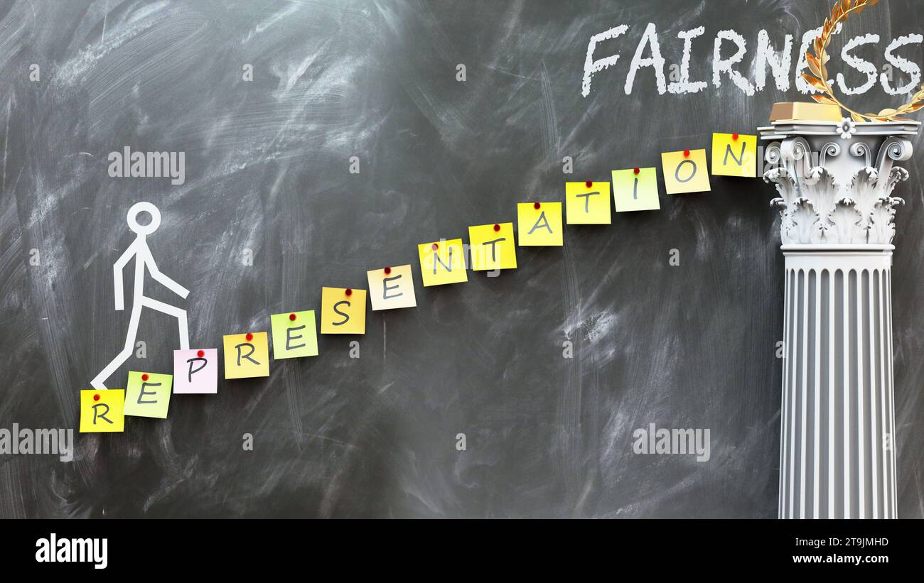 Representation leads to Fairness - a metaphor showing how representation makes the way to reach ...