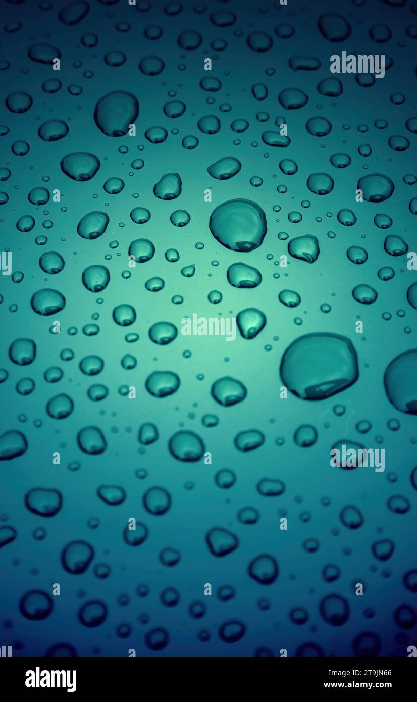 Detail of raindrops on a metallic background, cold and winter Stock ...