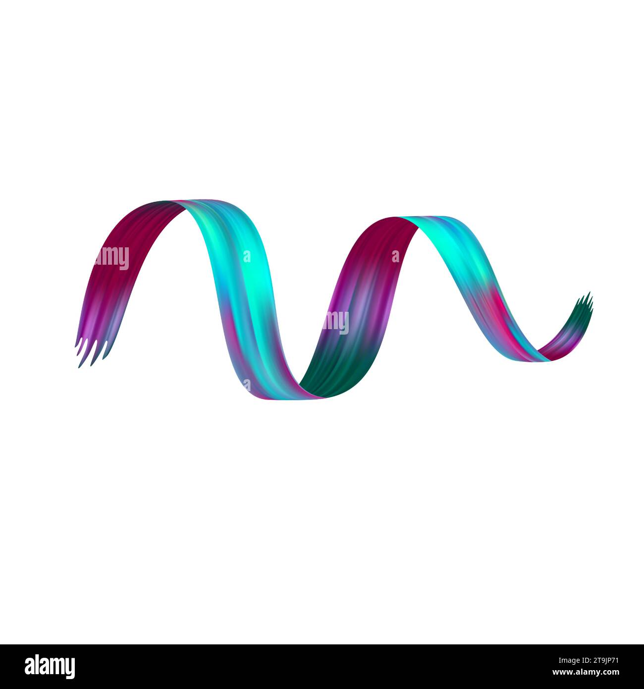 3d Brushstroke multicolor gradient texture brush ribbon isolated on white. abstract colorful ...