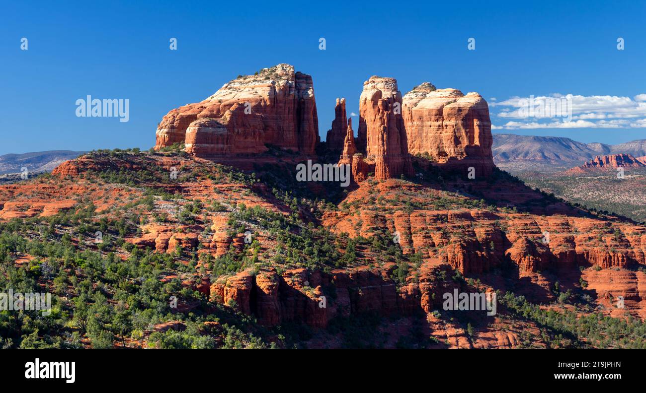 Famous Cathedral Rock Formation Sandstone Cliff Butte. Scenic Red Rock ...