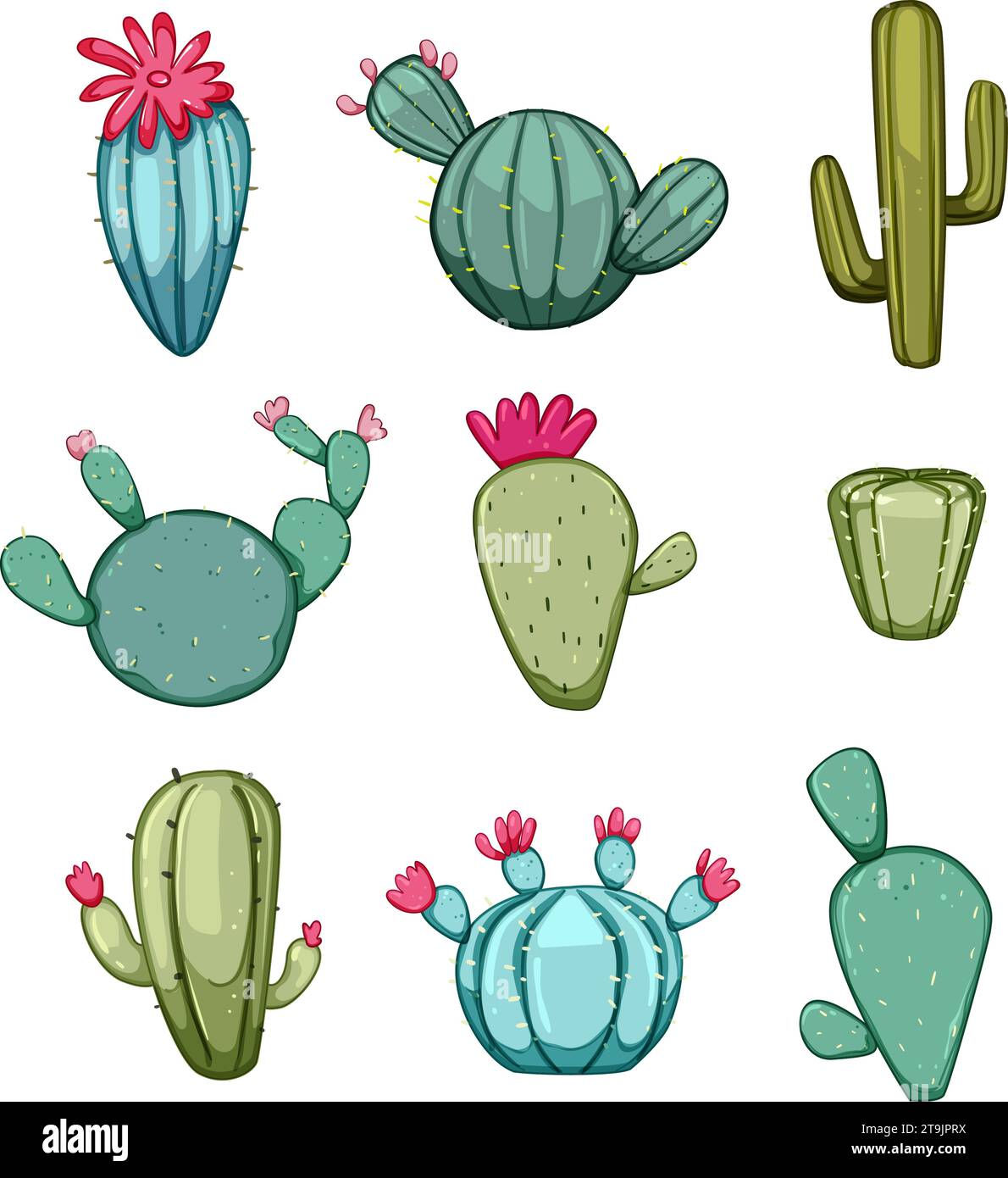 cactus set cartoon vector illustration Stock Vector Image & Art - Alamy