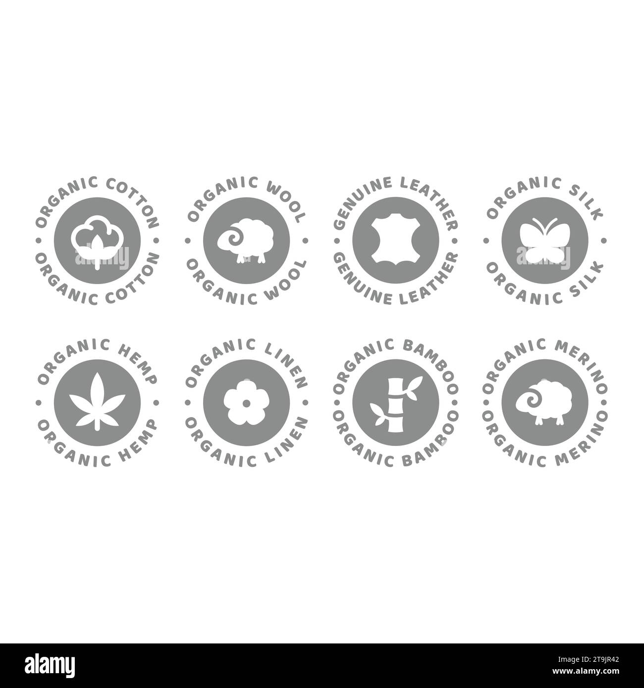 Organic hemp, bamboo and cotton vector label set. Natural linen ...