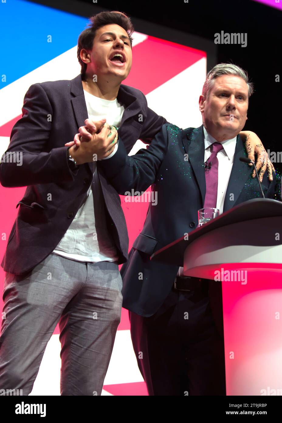 Yaz Ashmawi attacks Keir Starmer, Leader of Labour party with a glitter ...