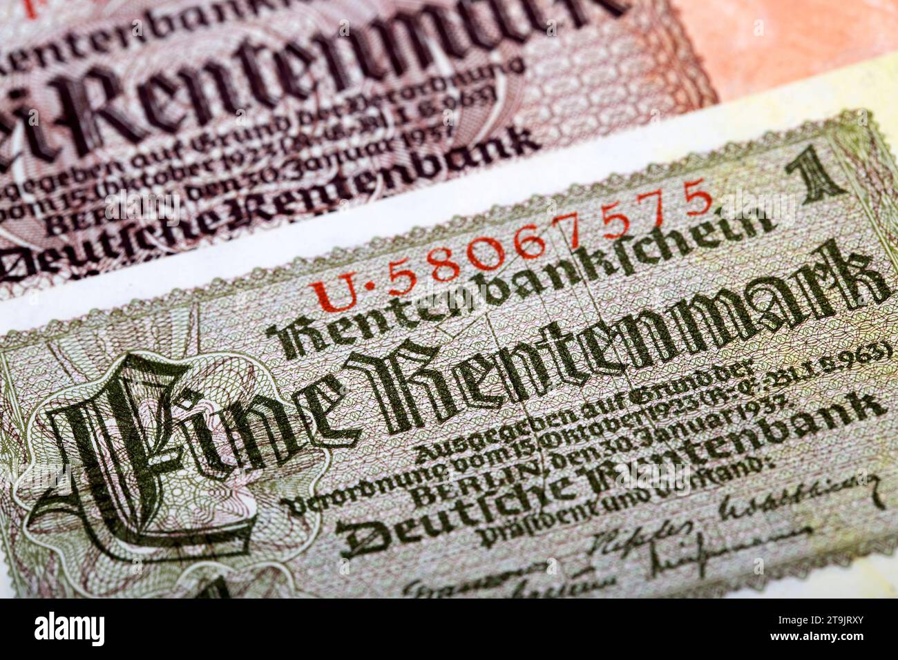 Old German money - Rentenmark a business background Stock Photo - Alamy