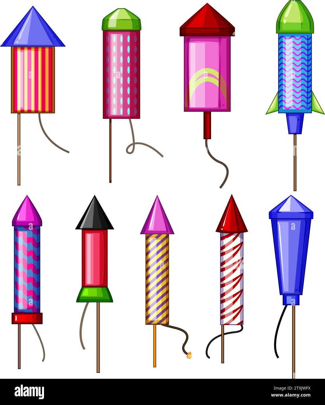 firework rocket set cartoon vector illustration Stock Vector Image ...