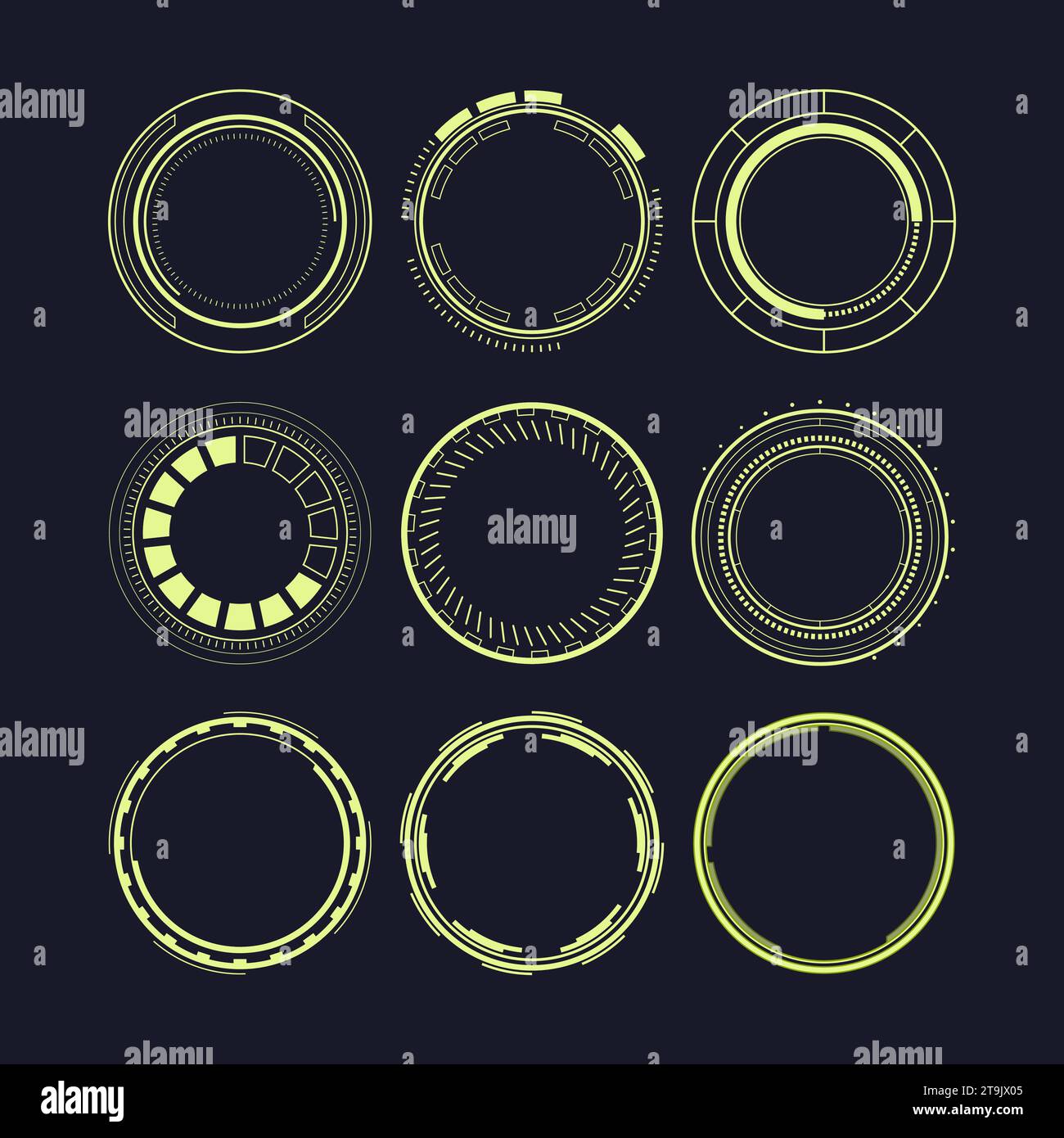 hud round frame set cartoon vector illustration Stock Vector Image ...