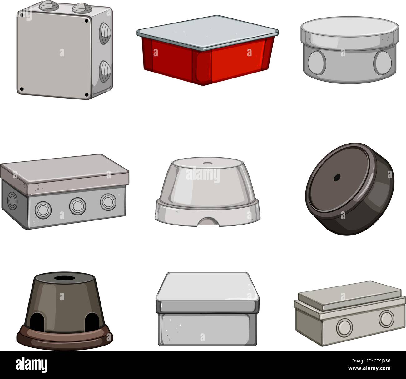 junction box set cartoon vector illustration Stock Vector Image & Art ...