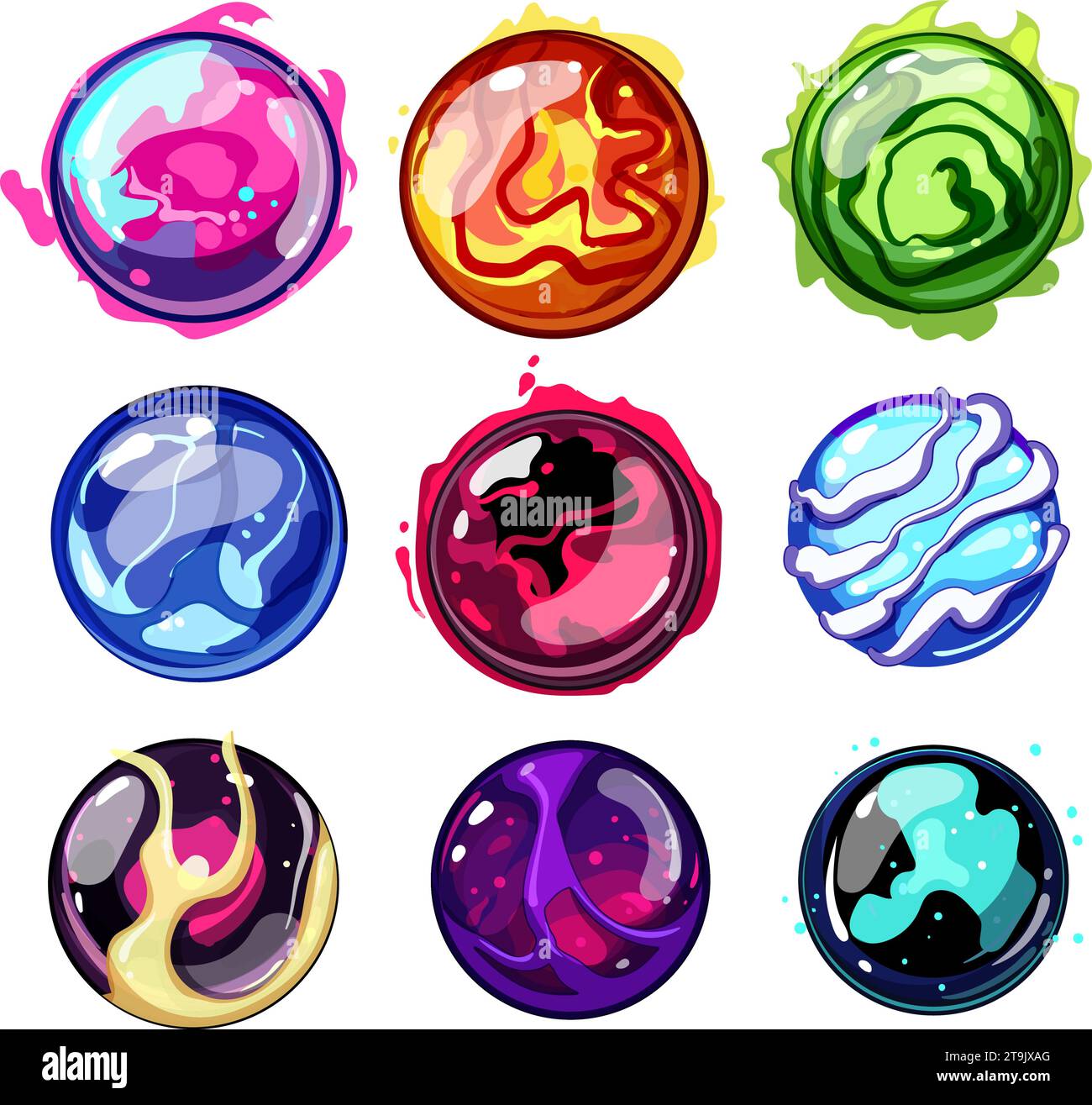 magic ball sphere set cartoon vector illustration Stock Vector Image ...