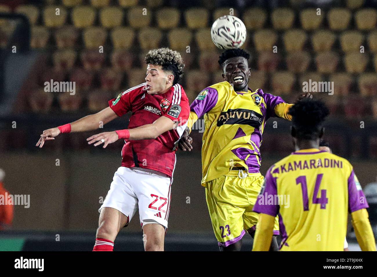 Cairo, Egypt. 25th Nov, 2023. Emam Ashour (L) of Al Ahly competes with ...