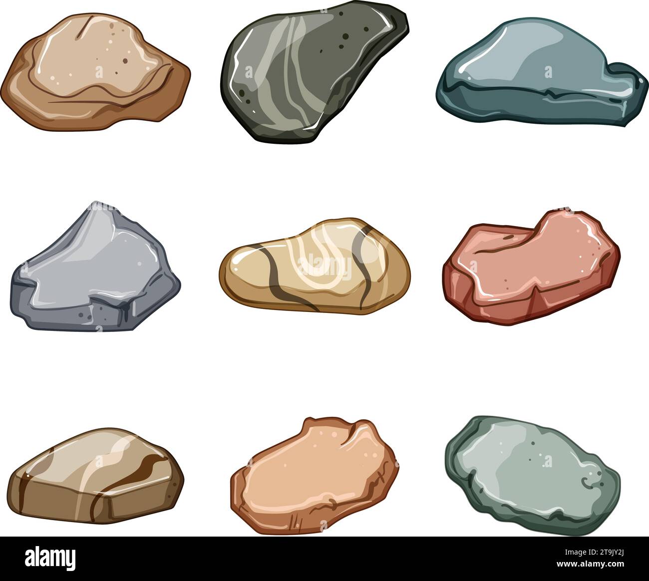 pebble stone set cartoon vector illustration Stock Vector Image & Art ...