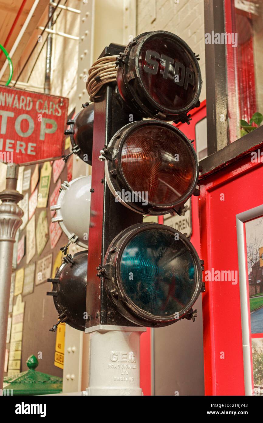Old style traffic lights. Greater Manchester Transport Museum Stock ...