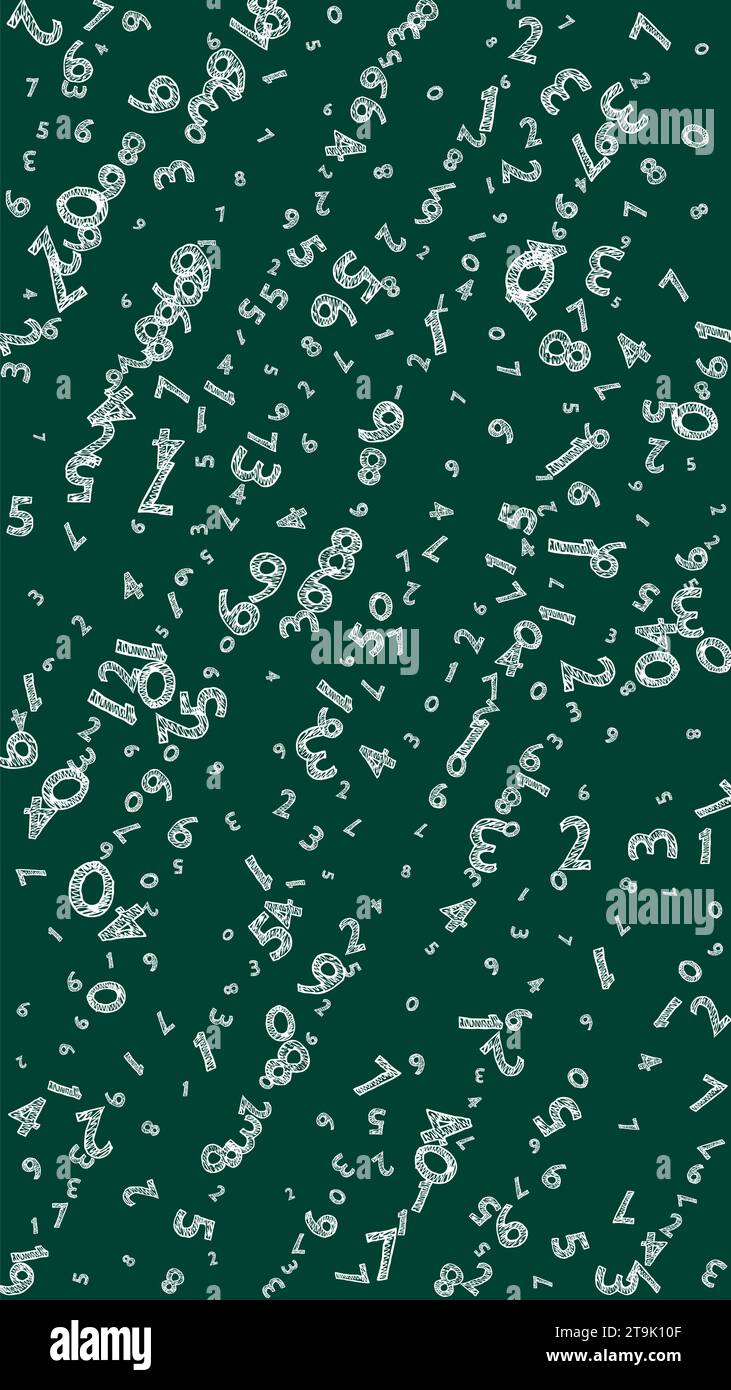 Falling childish chalk numbers. Math study concept with flying digits ...