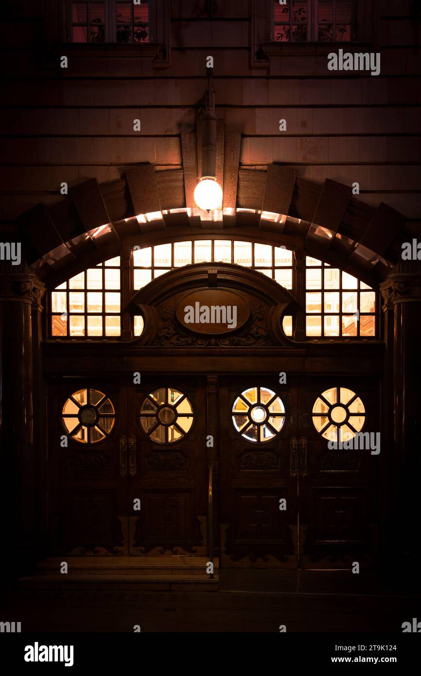 Grand Door With Lit Windows at ENO, Colisseum in Lonodn , UK Stock ...