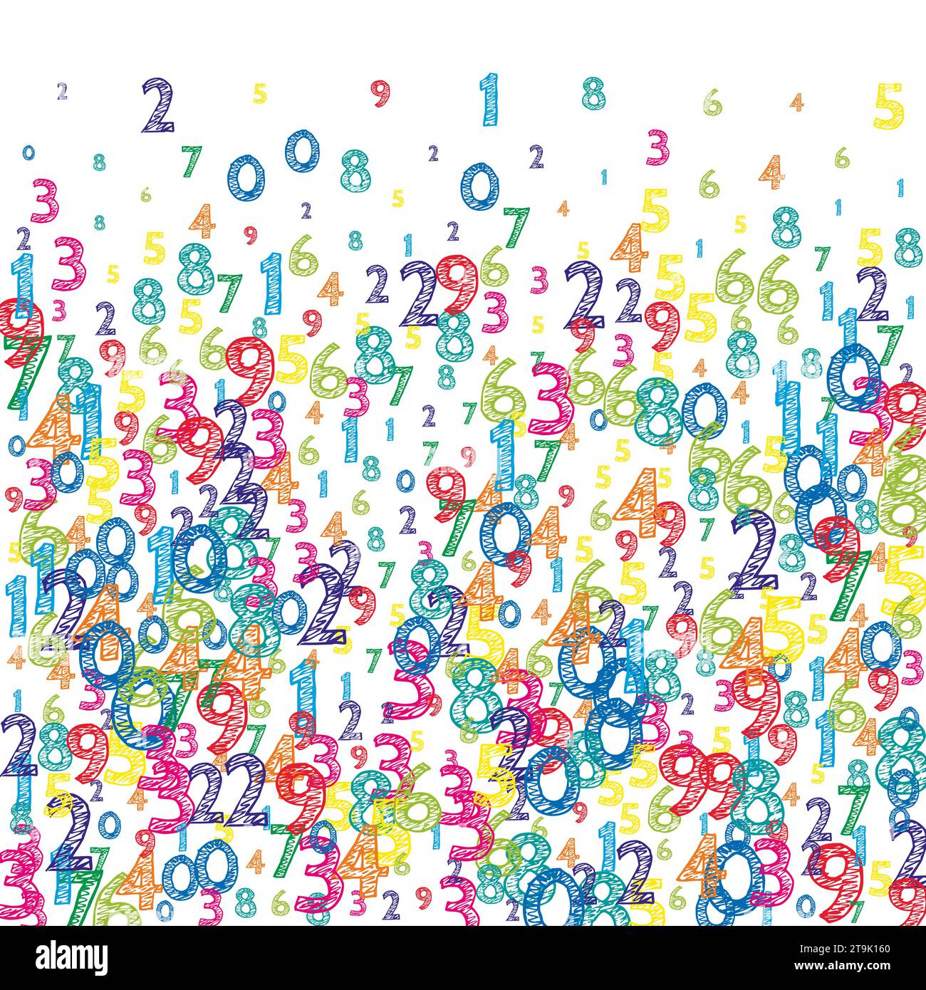 Falling colorful orderly numbers. Math study concept with flying digits ...