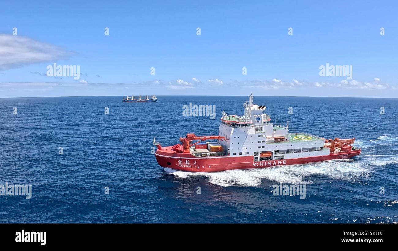 Aboard Xuelong 2. 26th Nov, 2023. This aerial photo shows China's ...