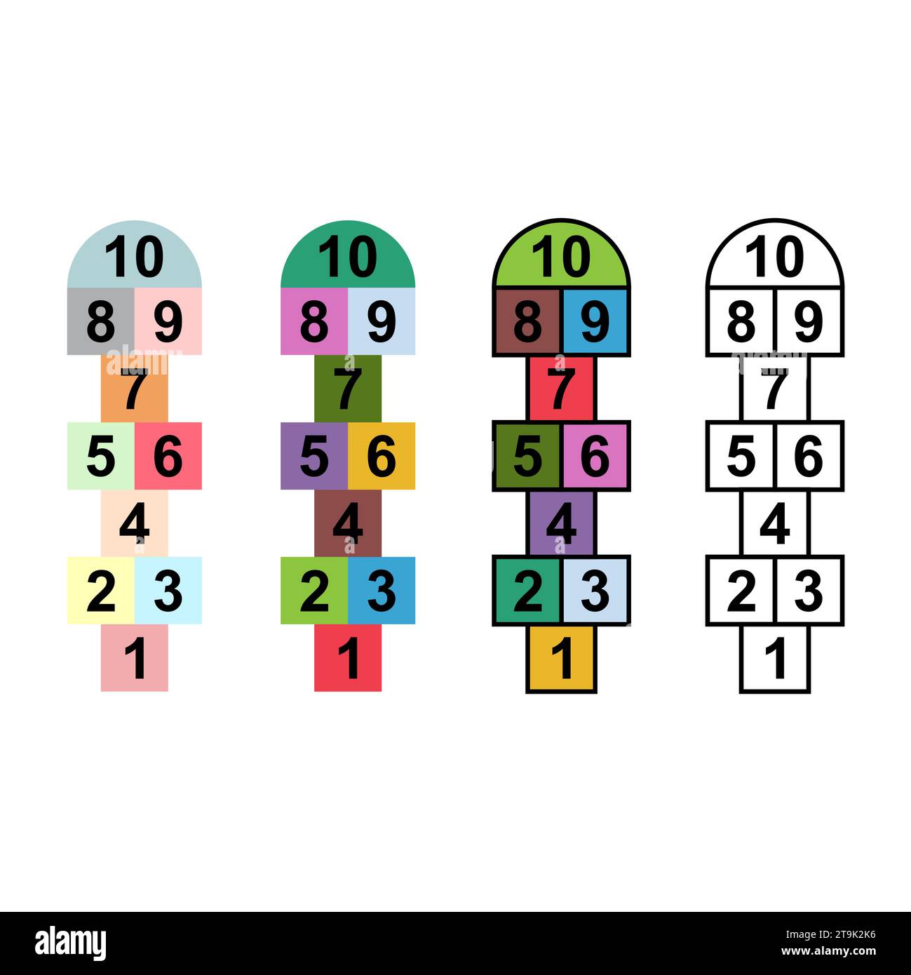 Set of Hopscotch outdoor icon, fun play jump active game kid, street ...