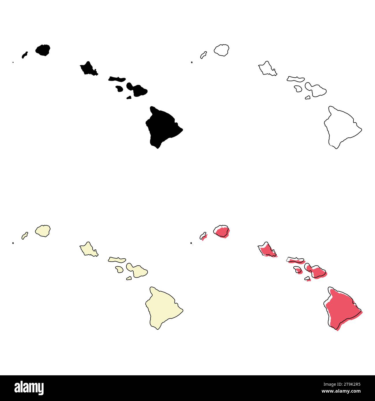 Set of Hawaii map, united states of america. Flat concept icon symbol ...