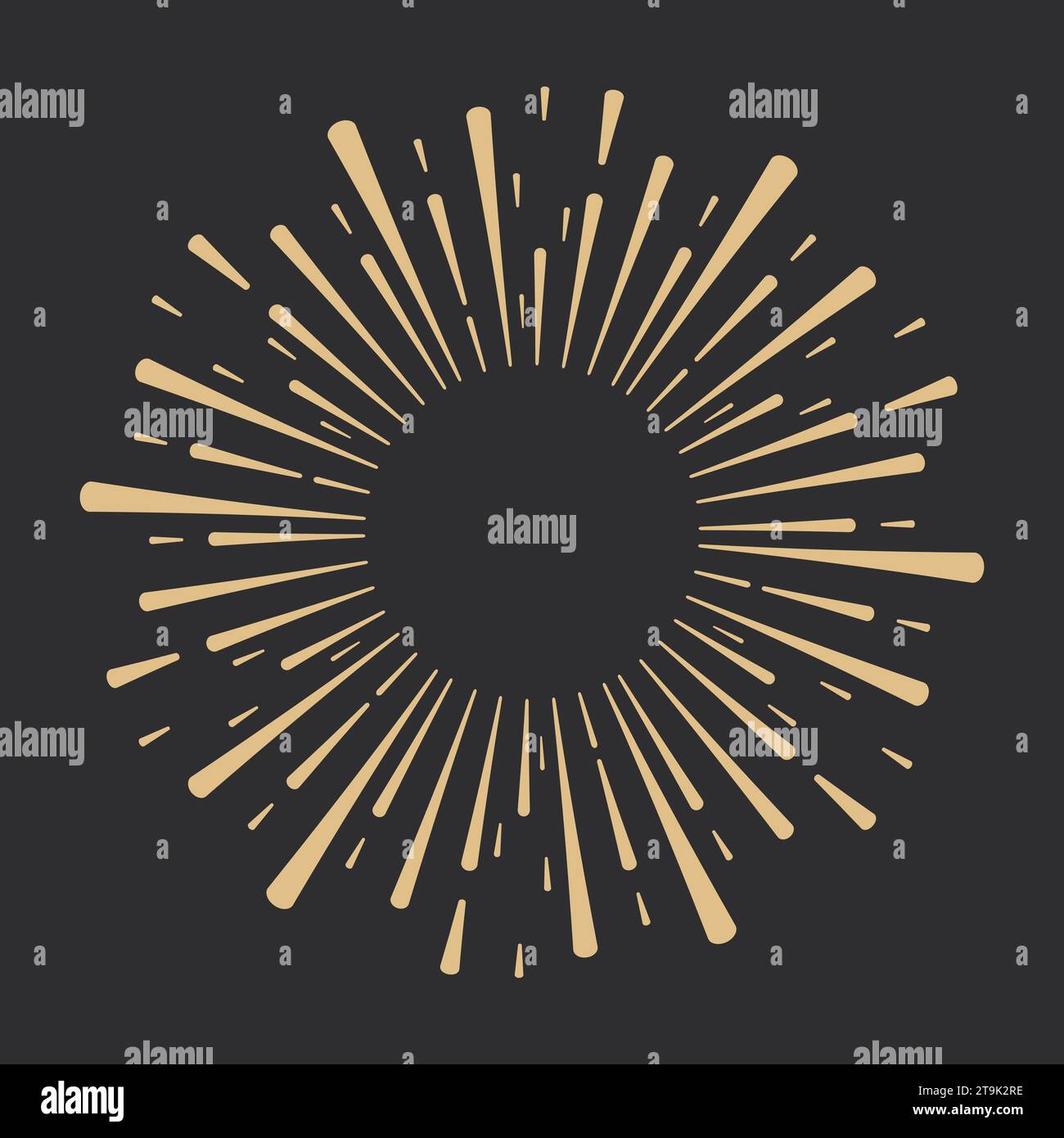 Golden Fireworks, rays, sunburst frames circle border decoration ...