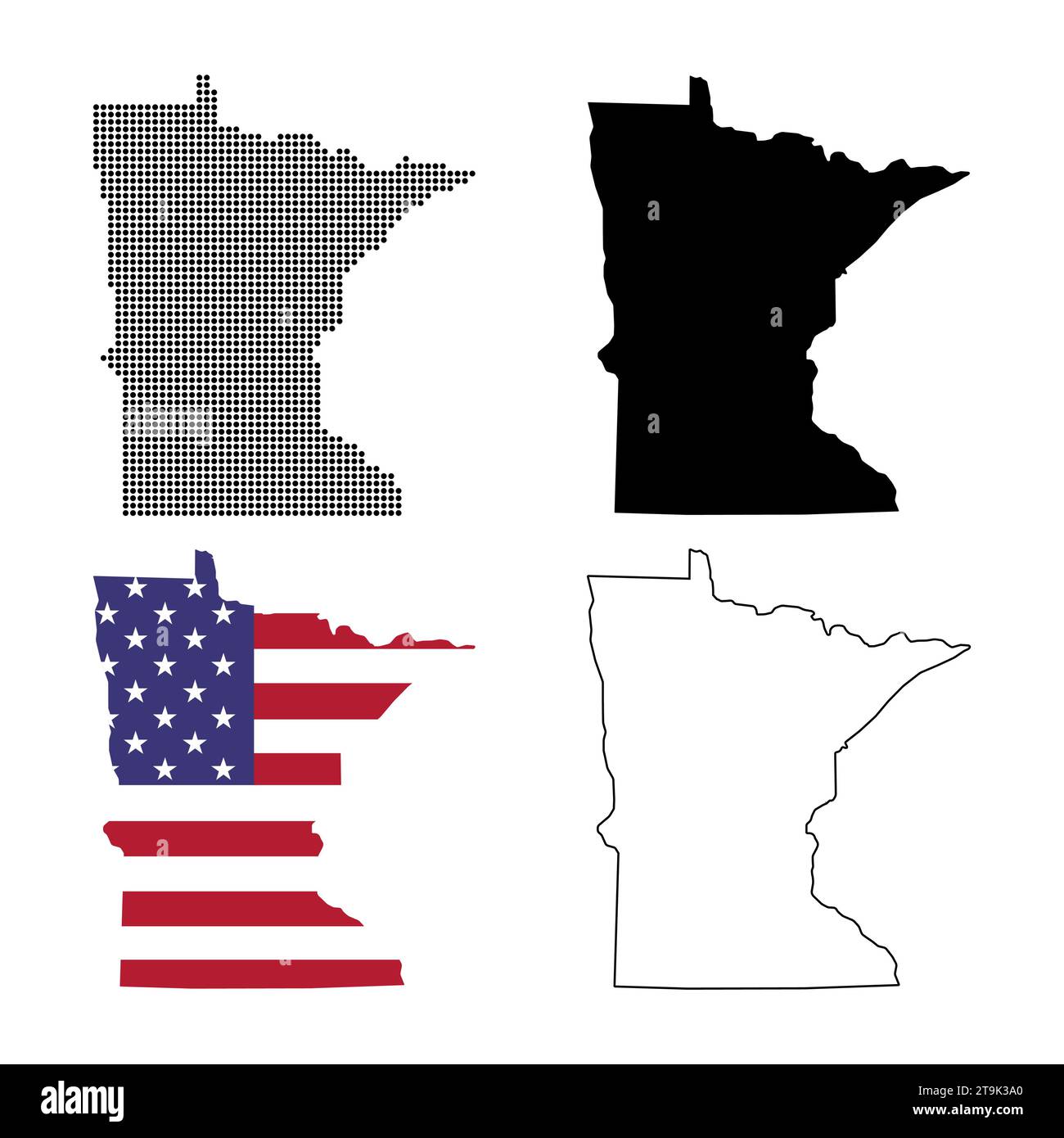 Set of Minnesota map, united states of america. Flat concept symbol ...
