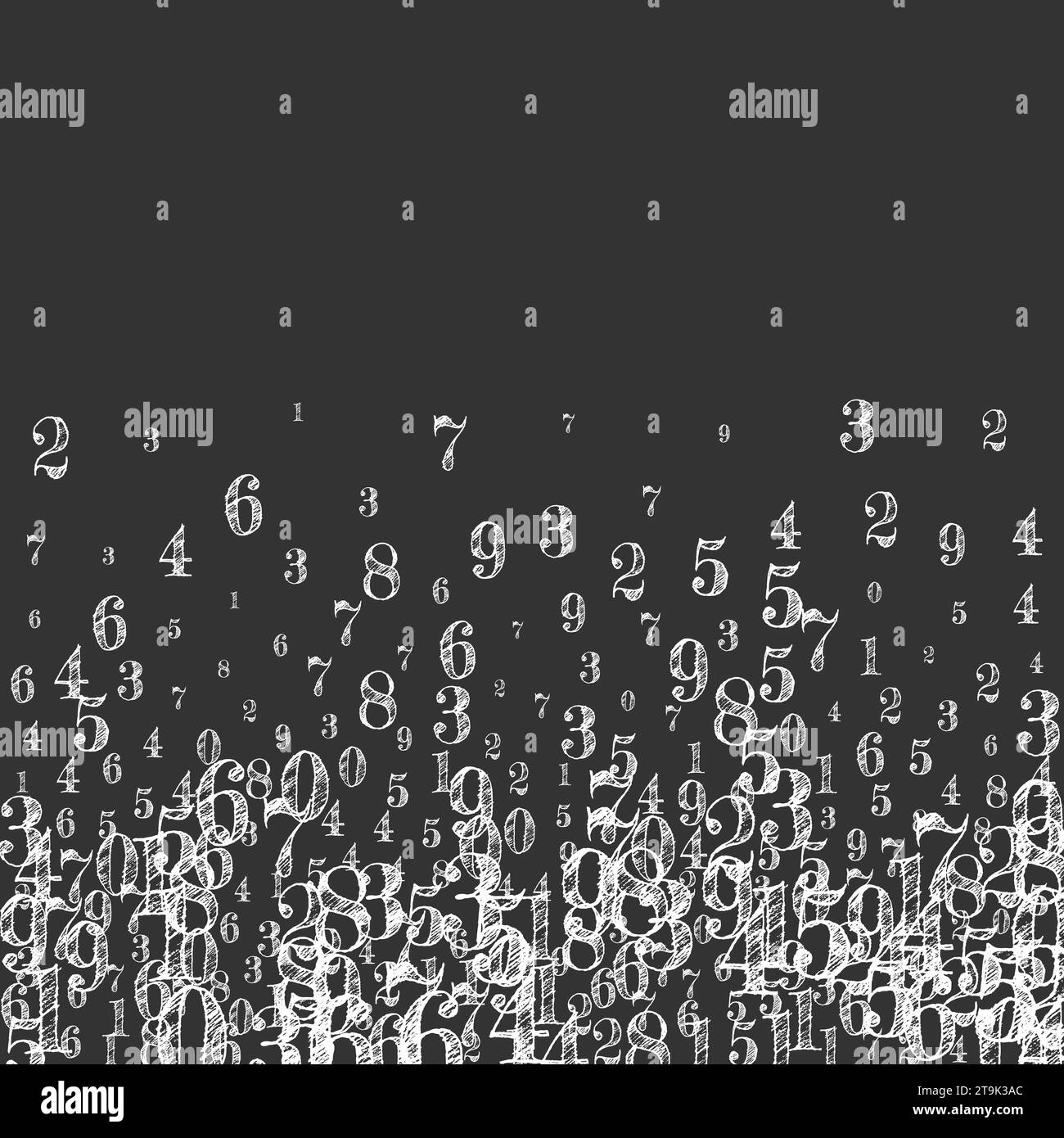 School math notebook cover. White chalk numbers floating in the air ...