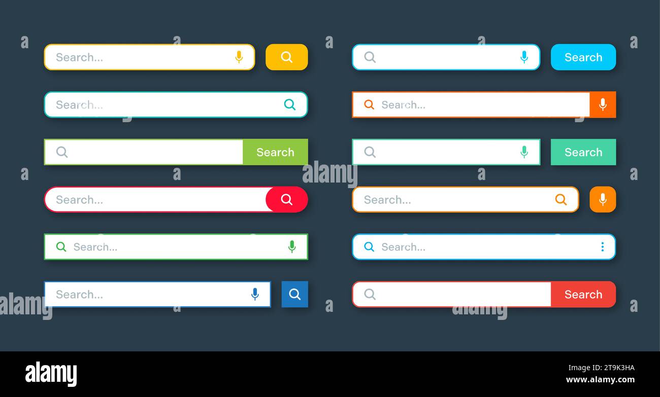 Colorful search bar templates. Internet browser engine with search box ...
